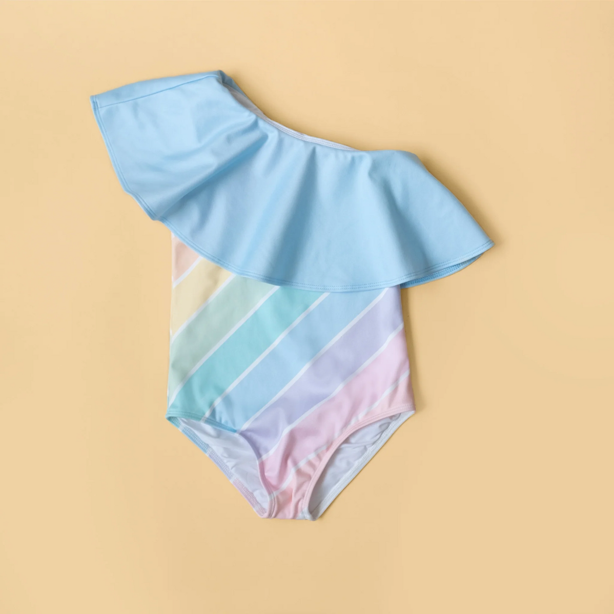 Saint Ida West Coast Rainbow One Shoulder Ruffle Swimsuit – The Little ...