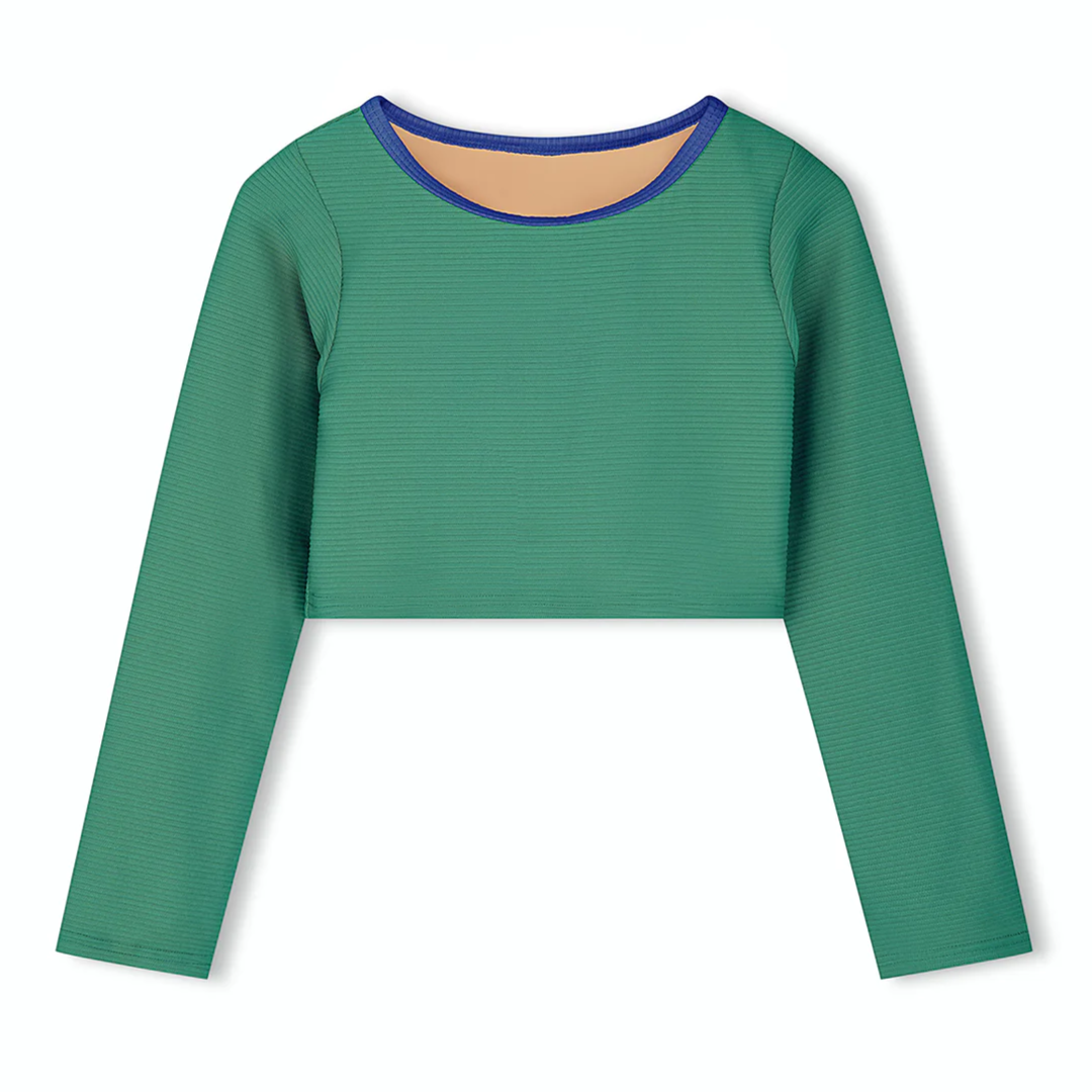 Zulu & Zephyr USA Mini Rib L/Slv Crop Rashie Top - Emerald – The Little ...